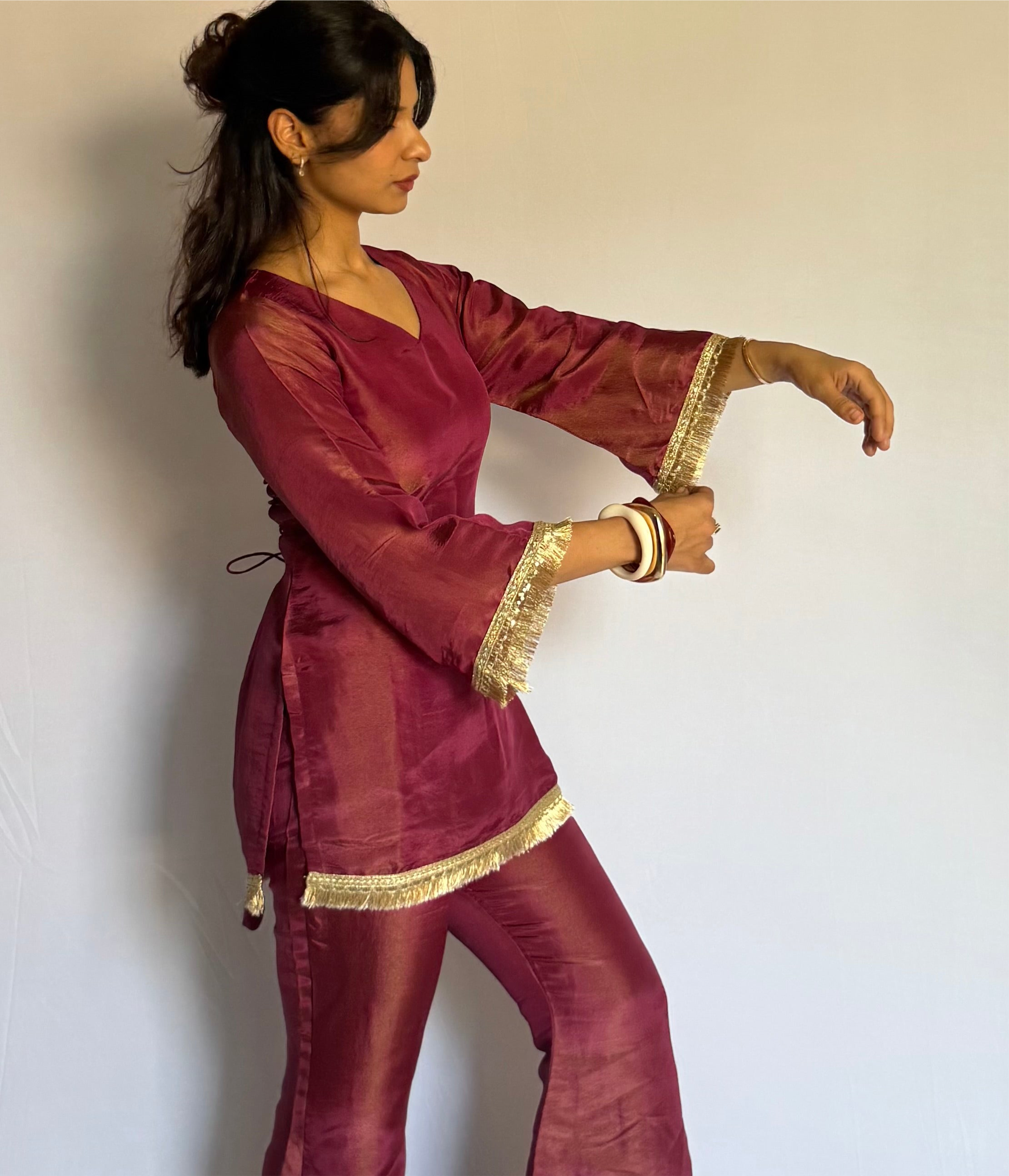 Maroon Patakha 3 piece set – SAGEL